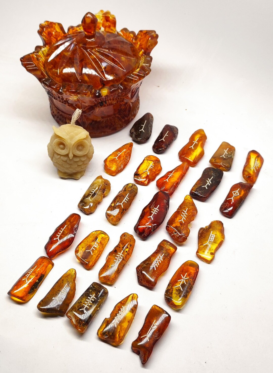 Amber Rune Set.ogham Amber Rune Set.set of Ogham Runes in an Amber Box ...