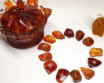 Amber Rune Set.ogham Amber Rune Set.set of Ogham Runes in an Amber Box ...