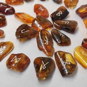 Genuine Amber Rune Set of 25 Pcs.runes of the Elder Futhark. - Etsy