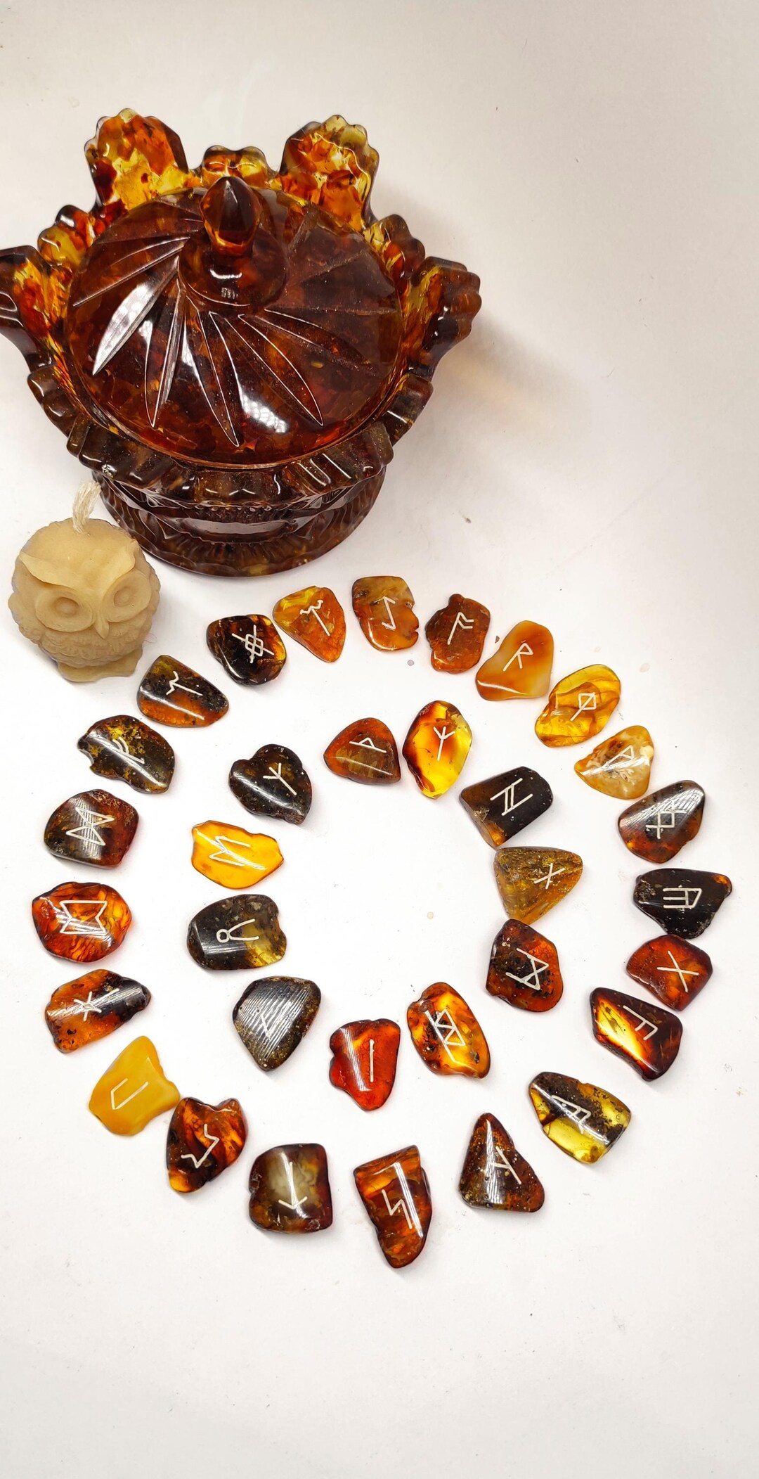 33 Anglo-saxon Runes- Amber Rune Set – Unique Baltic Amber Divination ...