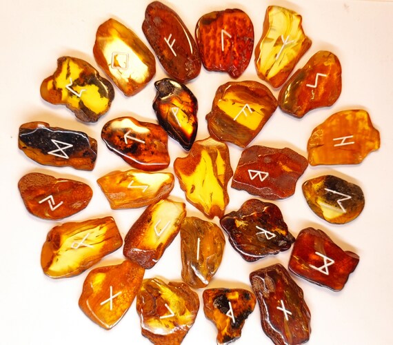 Genuine Amber Rune Set of 25 Pcs.runes of the Elder Futhark. - Etsy