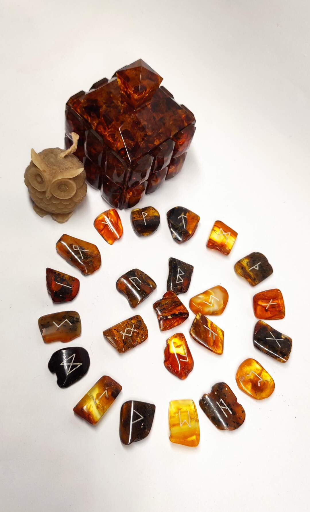 Ukrainian Handmade Amber Runes, Full Elder Futhark Set, Viking ...