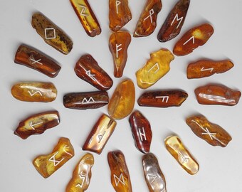 Amber Rune Set of 25 Pcs.runes of the Elder Futhark.viking - Etsy