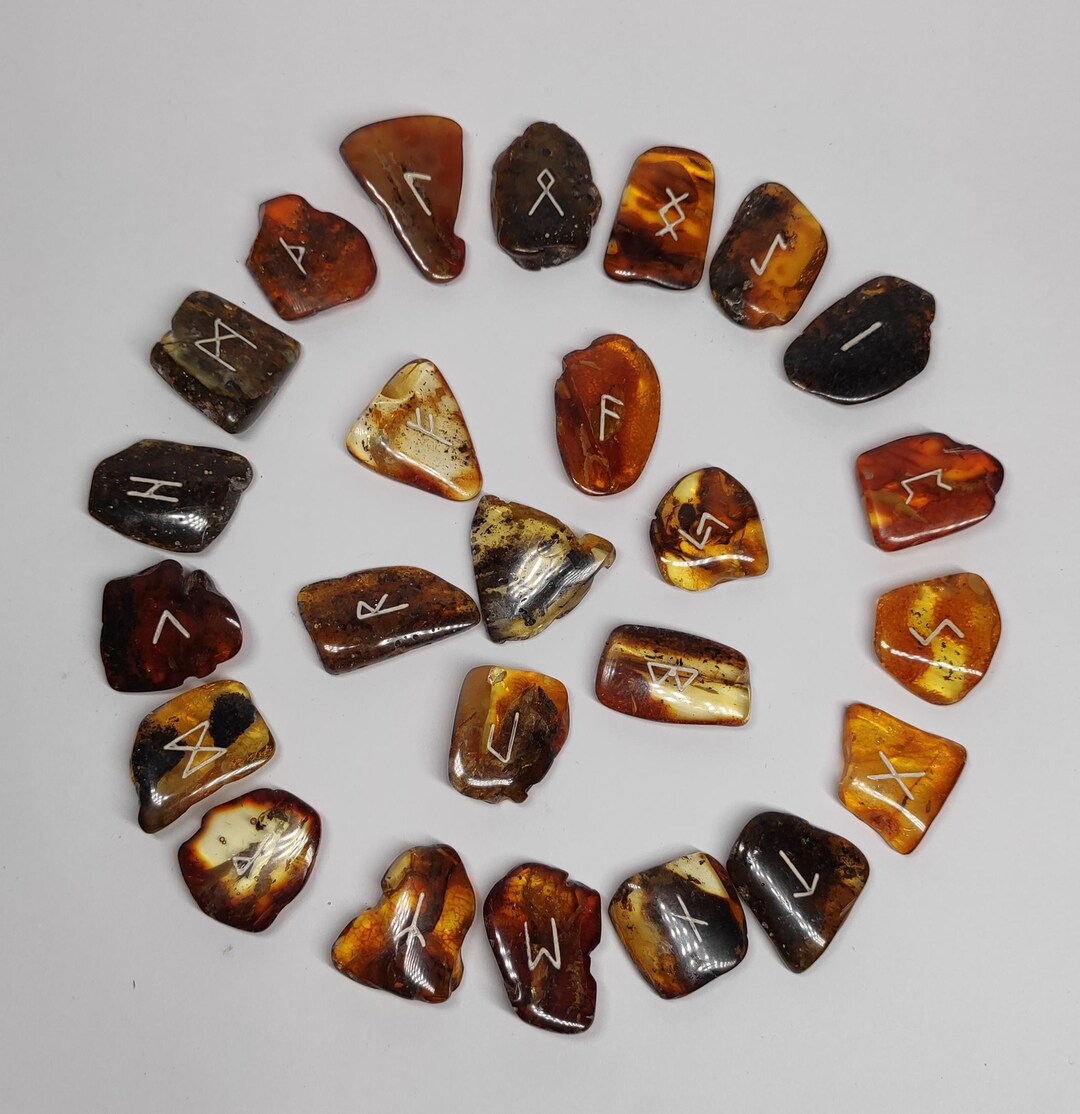 Genuine Amber Rune Set of 25 Pcs.runes of the Elder Futhark. - Etsy