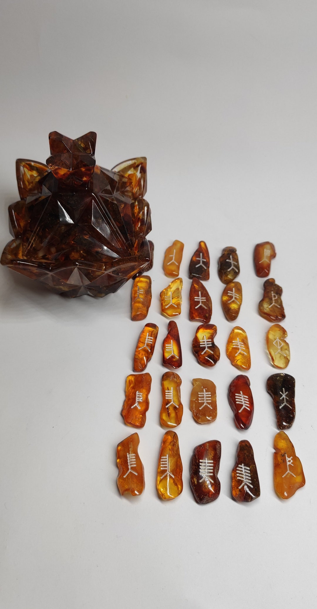Amber Rune Set.ogham Amber Rune Set.set of Ogham Runes in an Amber Box ...