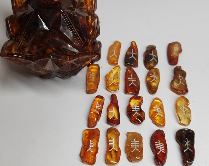 Amber Rune Set.ogham Amber Rune Set.set of Ogham Runes in an Amber Box ...