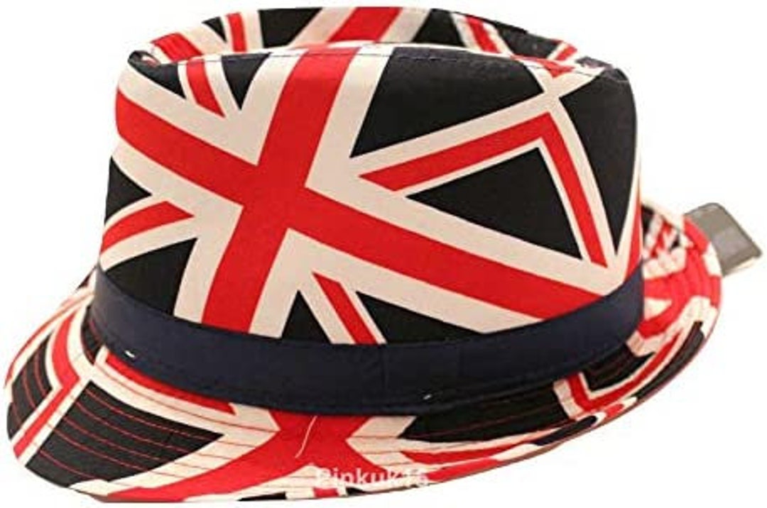 Fancy Union Jack UK Flag GB Design Trilby Hat Cap With Lining Band ...