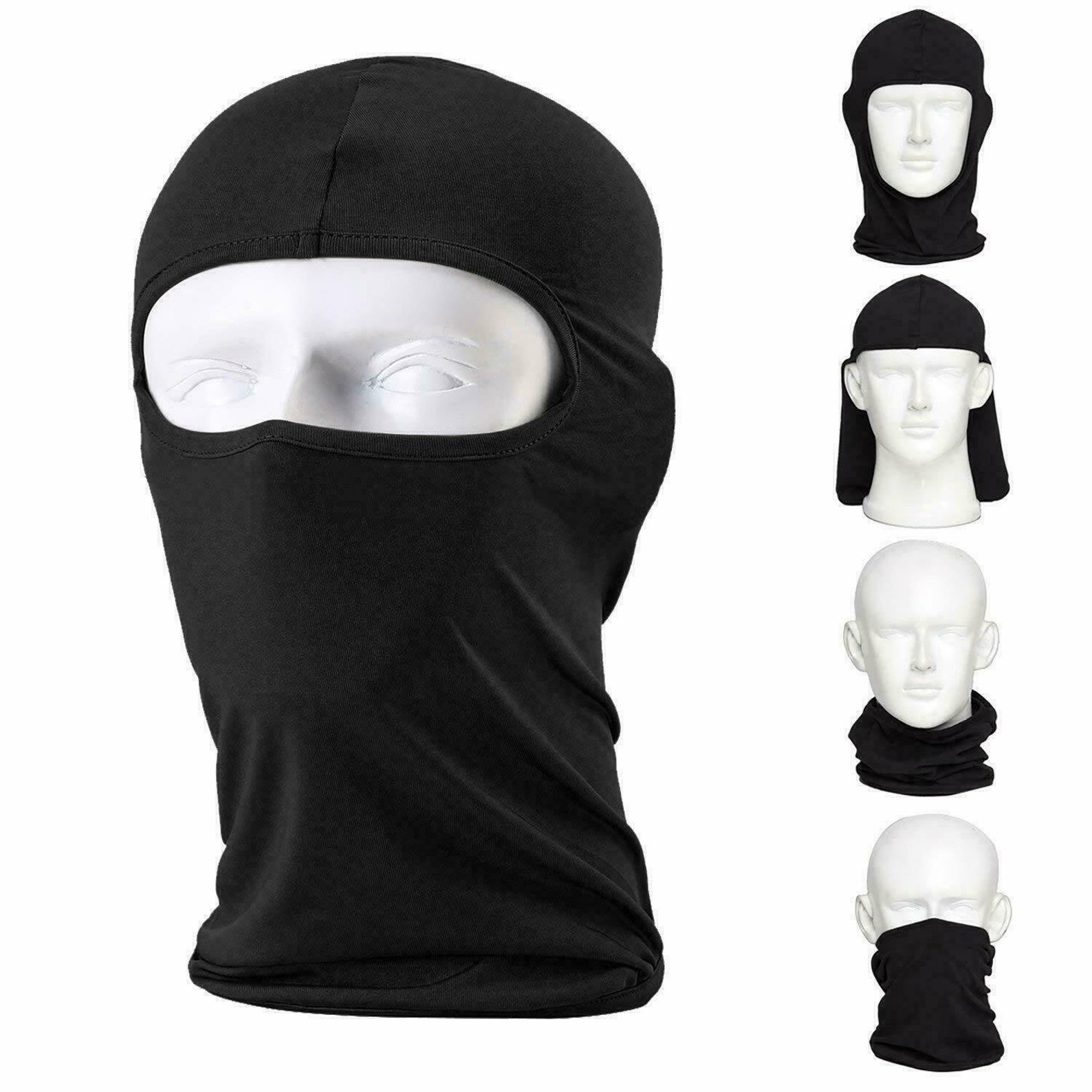 Black Ultra Thin Stretch Balaclava Snood Ski Moto Quad Bike Face Mask ...