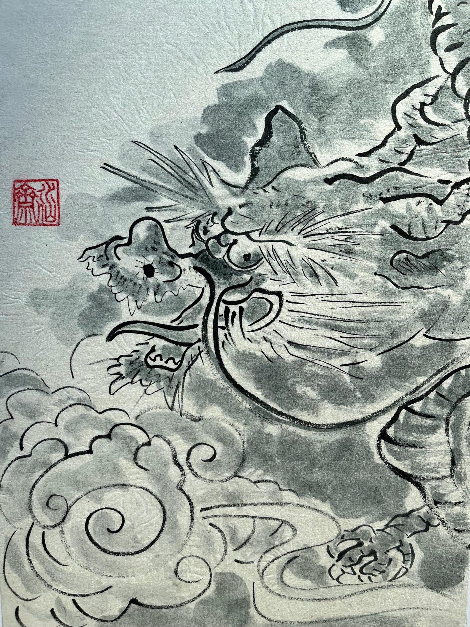 Japanese Dragon Sumi-e Painting - Etsy