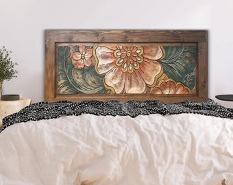 Floral Headboards Handmade Headboard Footboard Wooden Bed Rustic Antique Furniture Wall Maunted Headboards