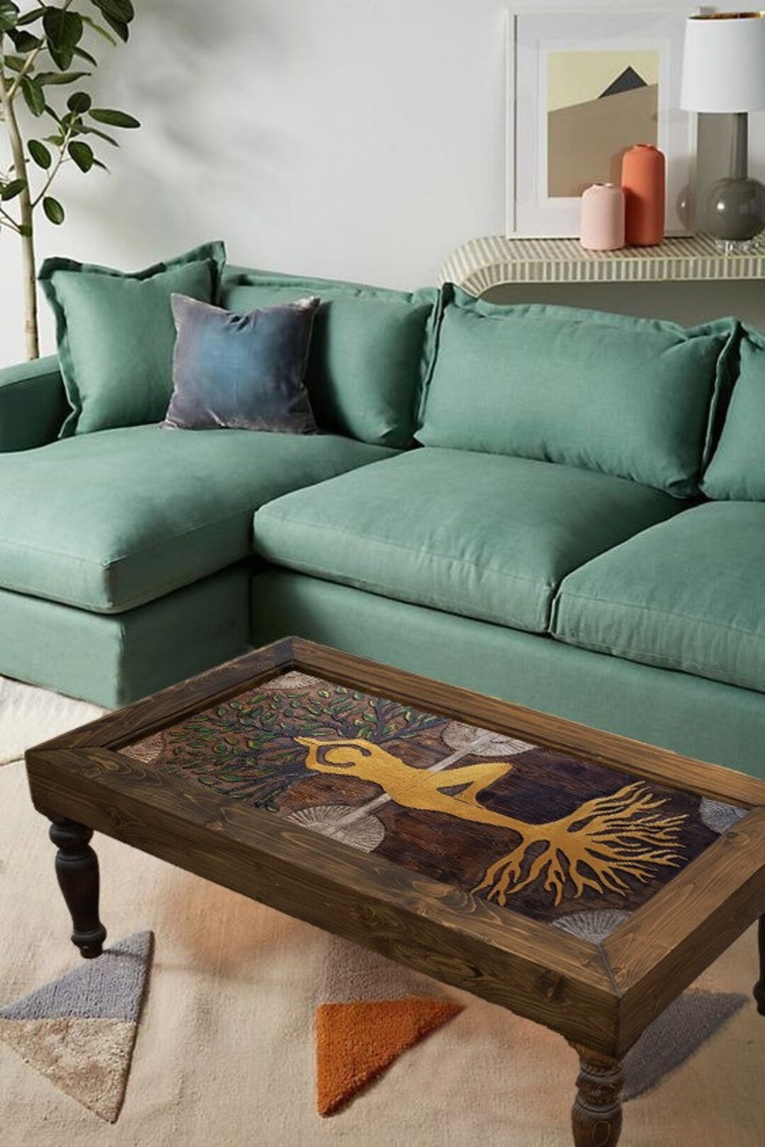 Life of Tree Coffee Table, Wooden Coffee Table, Solid Wood Low Coffee ...