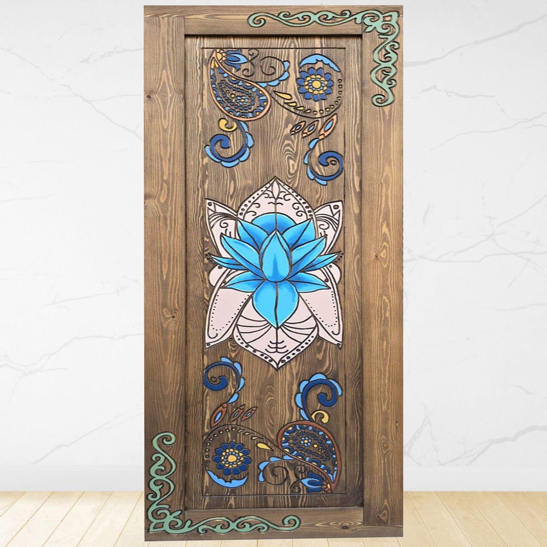 Floral Barn Door, Hand Carved Single Door, Hand-carved Floral Pantry ...