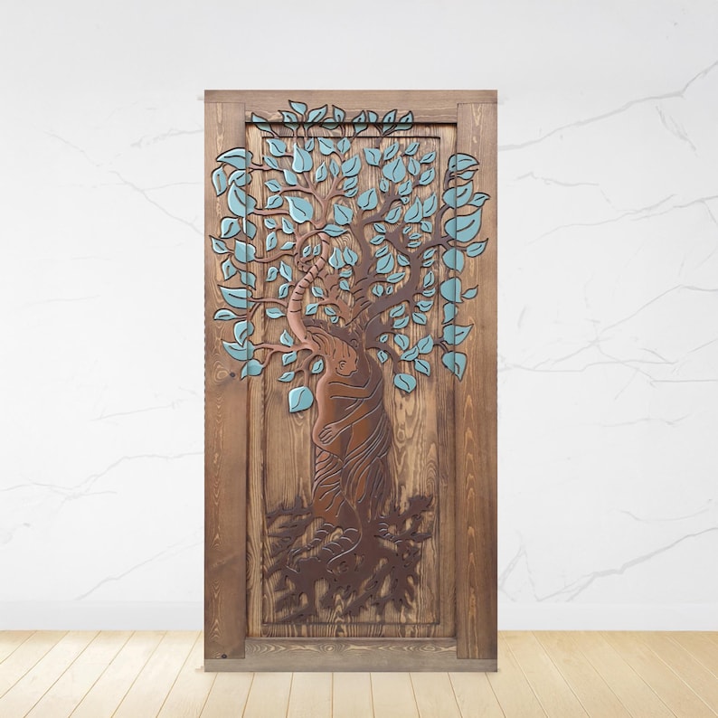Custom Life of Tree Wooden Barn Door: Hand-carved Interior/exterior ...