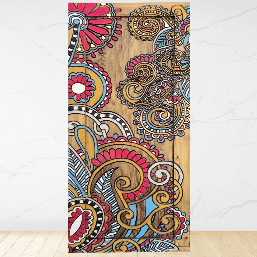 Custom Made Wooden Doors, Classic Single Door, Luxury Mandala Design ...
