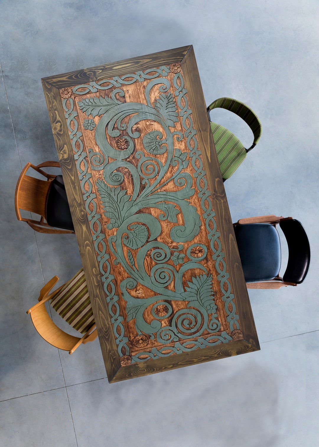 Custom Dining Table/carved Table/unique Table/hand Carved Table/dining ...