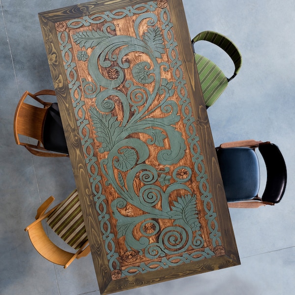Carved Dining Table - Etsy