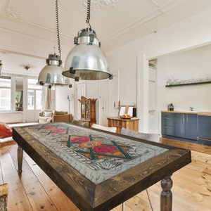 Hand Carved Wood Dining Table: Custom Inlay Design - Etsy