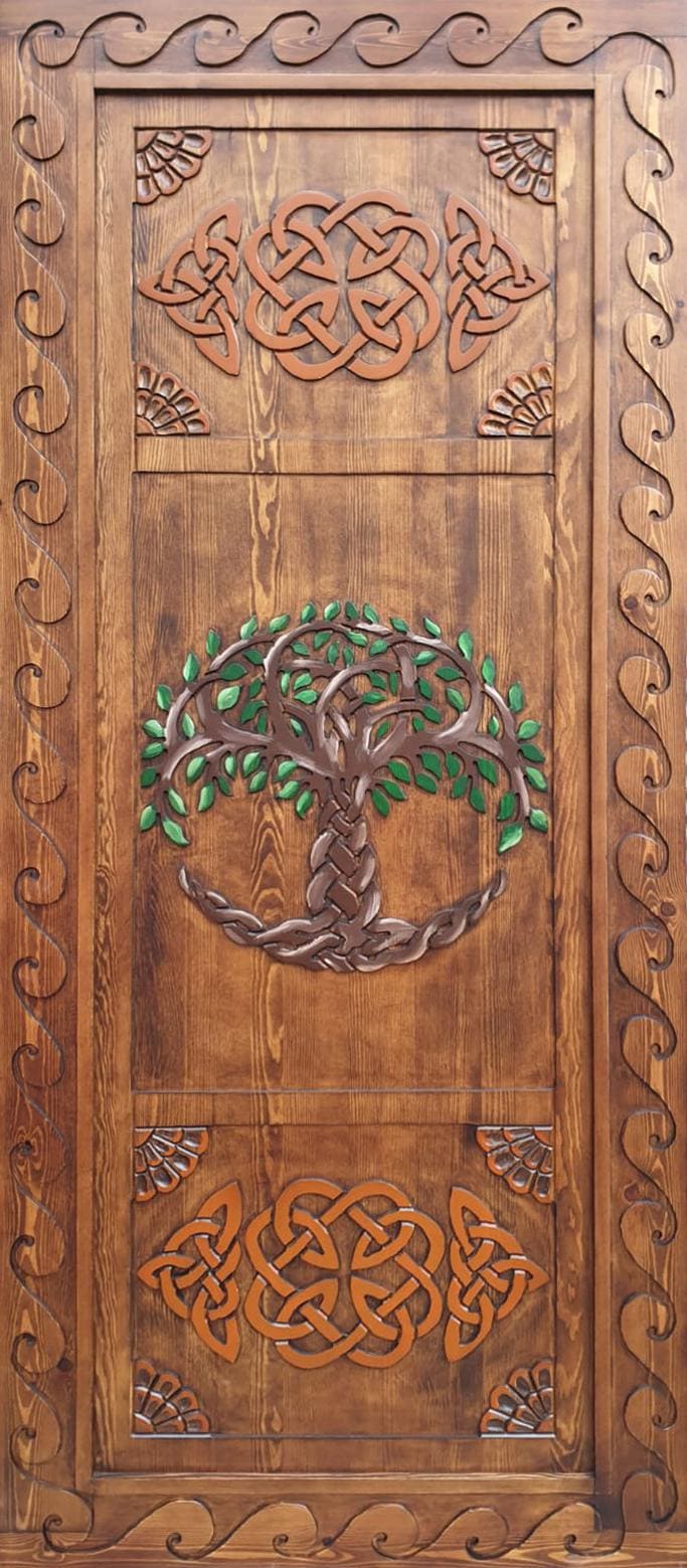 Celtic Tree of Life Wooden Door, Hand Carved Symbolic Design, Irish ...
