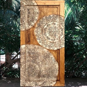 Hand Carved White Mandala Door, Wooden Exterior Door, Custom Size ...