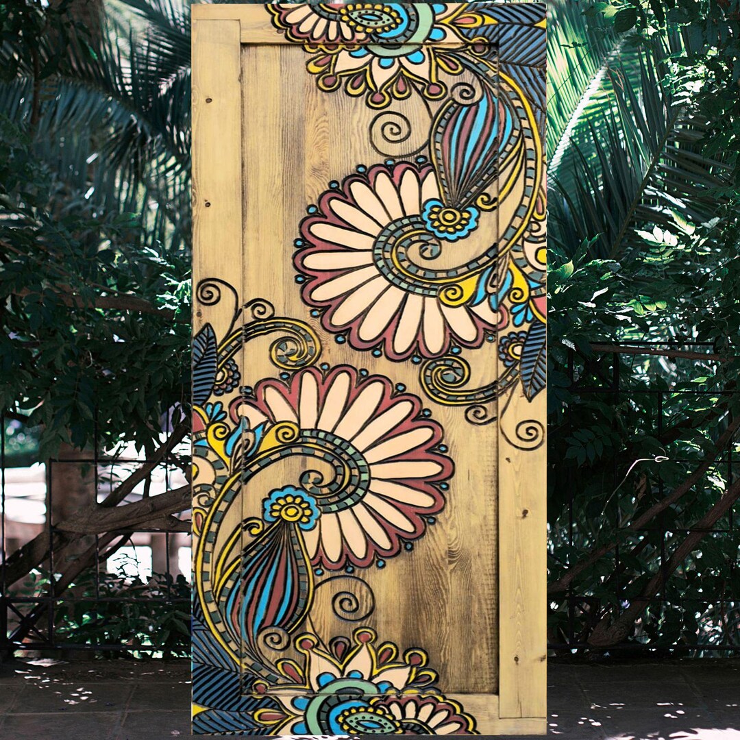 Hand Carved Mandala Wooden Door: Custom Bedroom/kitchen Door - Etsy