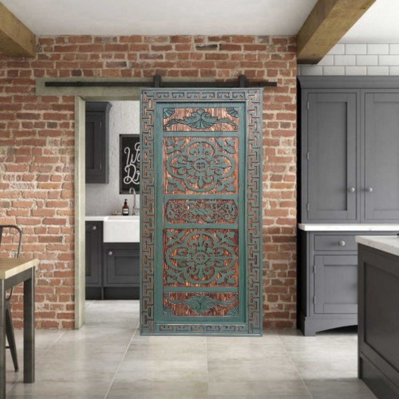 Hand-carved Wooden Sliding Door: Custom Barn Door Design - Etsy