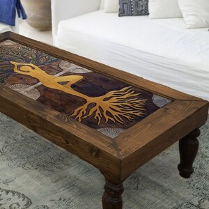 Life of Tree Coffee Table, Wooden Coffee Table, Solid Wood Low Coffee ...