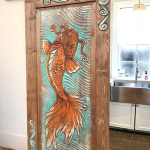 Hand Carved Fish Door: Solid Wood Japanese Antique Entrance - Etsy