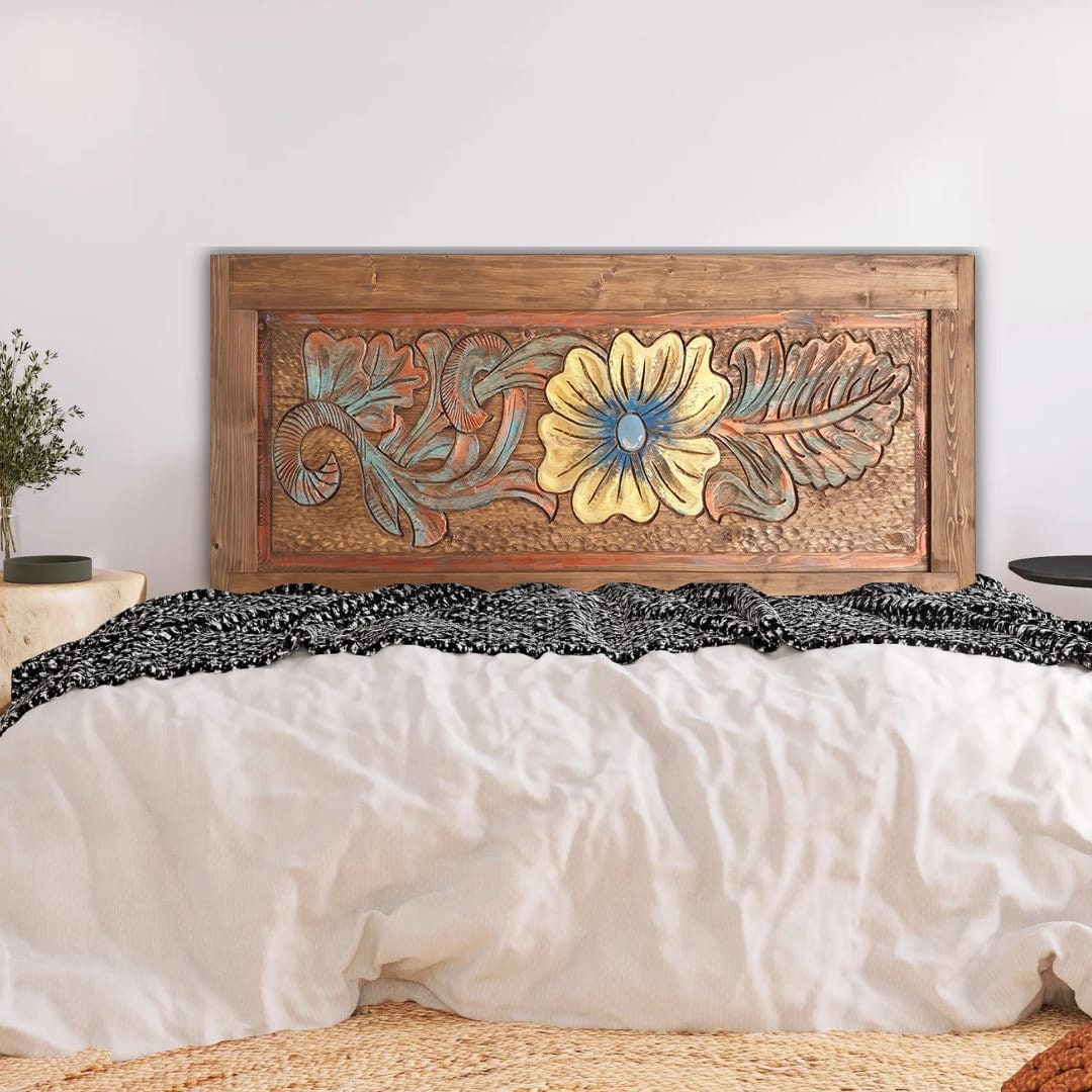Floral Hand carved Headboard Solid Wood King Queen Bed Headboard Custom Size Rustic Bedheadboard Footboard Etsy