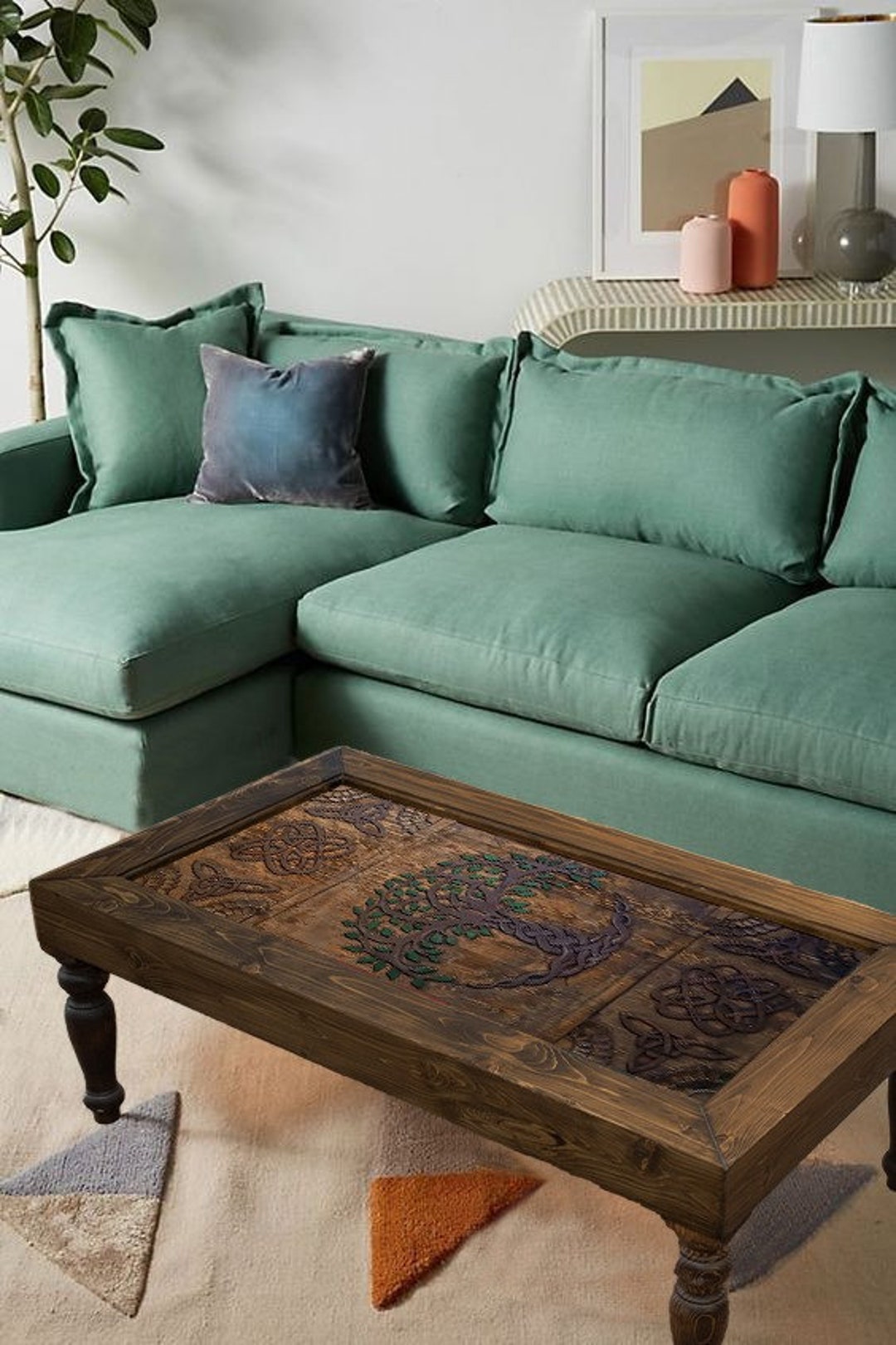 Tree of Life Coffee Table: Hand Carved Solid Wood, Custom Design - Etsy