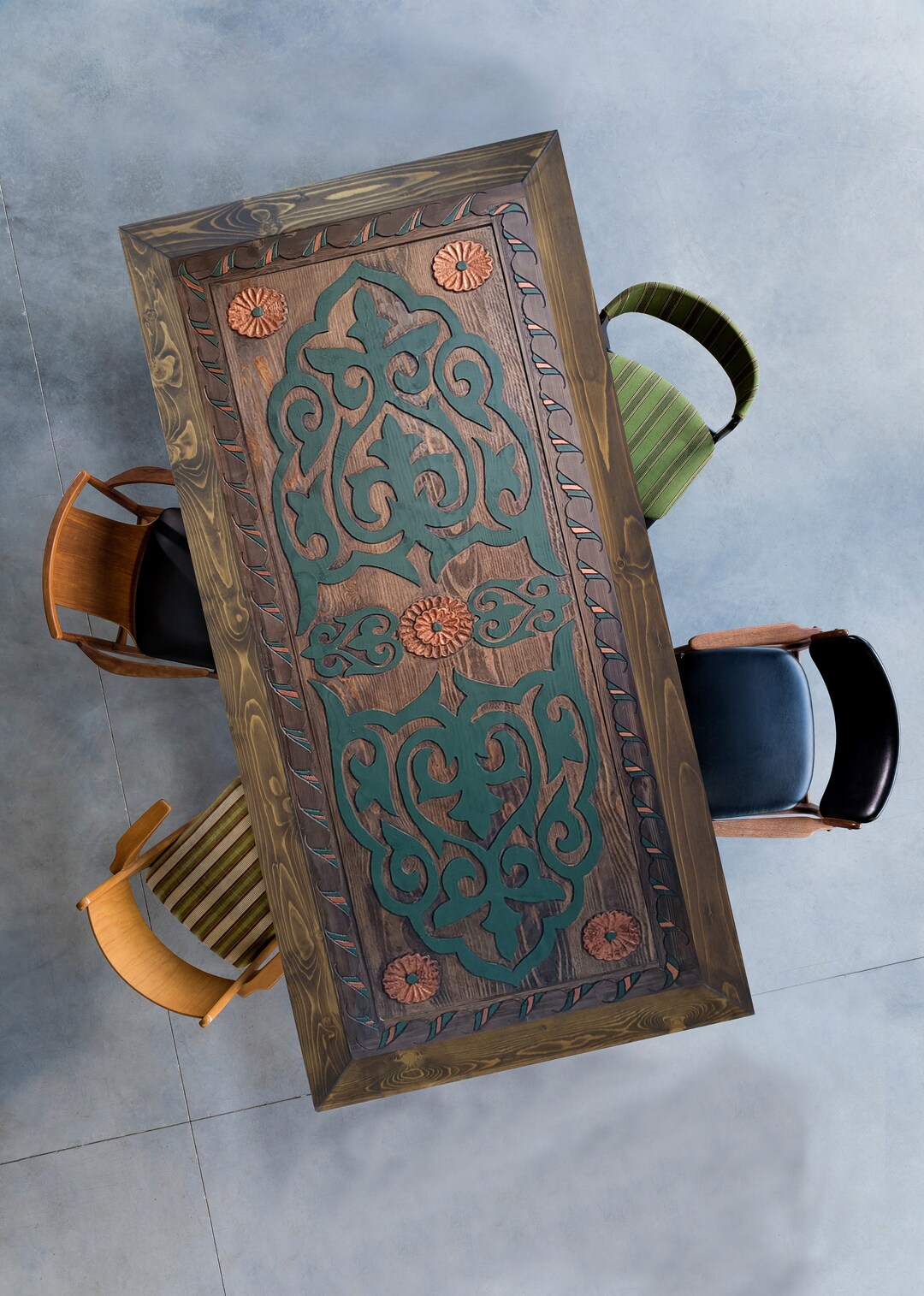 Hand-carved Solid Wood Dining Table: Rustic Farmhouse Style - Etsy