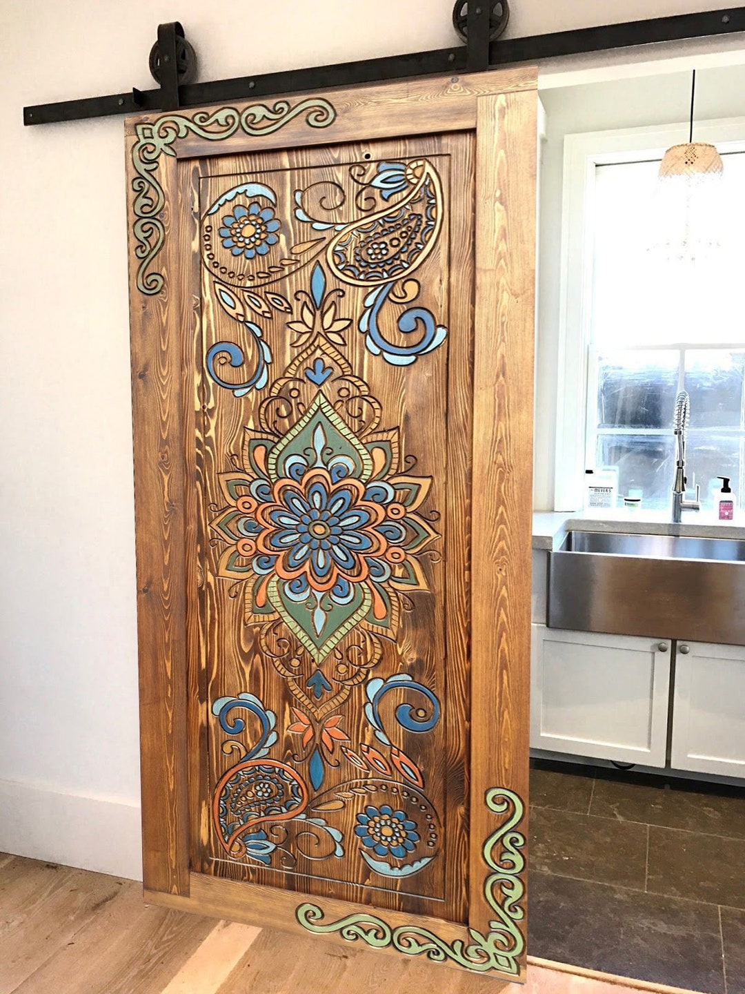 Hand-painted Mandala Wooden Barn Door: Custom Interior/exterior - Etsy