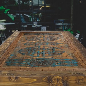 Celtic Carved Wooden Table: Handcrafted Farmhouse Dining Table - Etsy