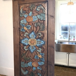 Floral Design Wooden Door for Kitchen, Livingroom / Hand Carved Barn ...