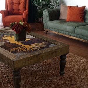 Life of Tree Coffee Table, Wooden Coffee Table, Solid Wood Low Coffee ...