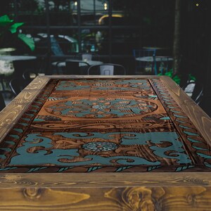 Hand-carved Wooden Dining Table: Farmhouse Style, Custom Size - Etsy