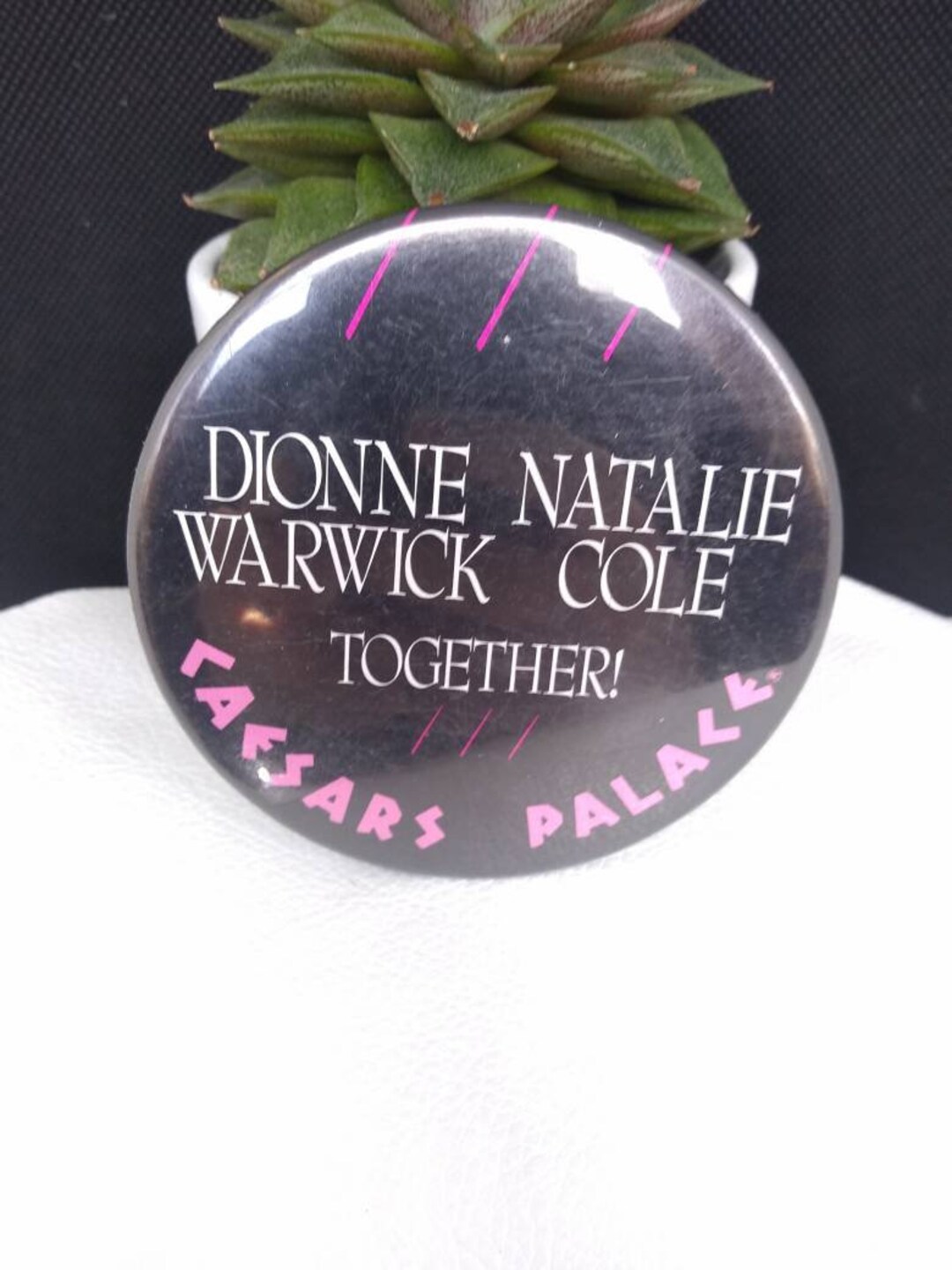Dionne Warwick & Natalie Cole Caesar's Palace Antique Button Pinback ...