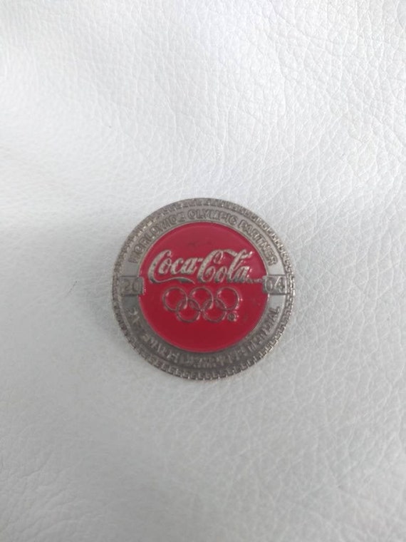 2004 Olympics Coca Cola Drink Pin Antique Pinback Vin… - Gem