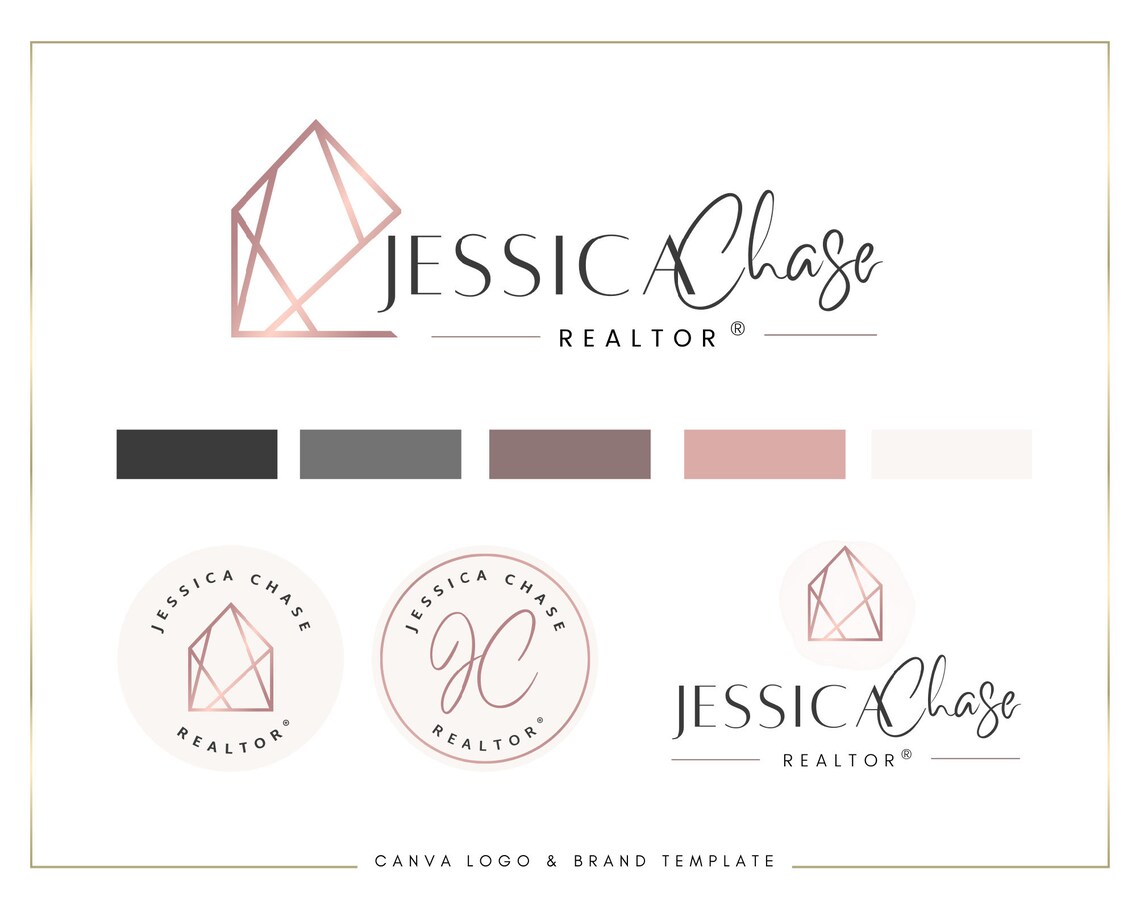 Rose Gold Realtor Logo House Logo Design Modern Real - Etsy