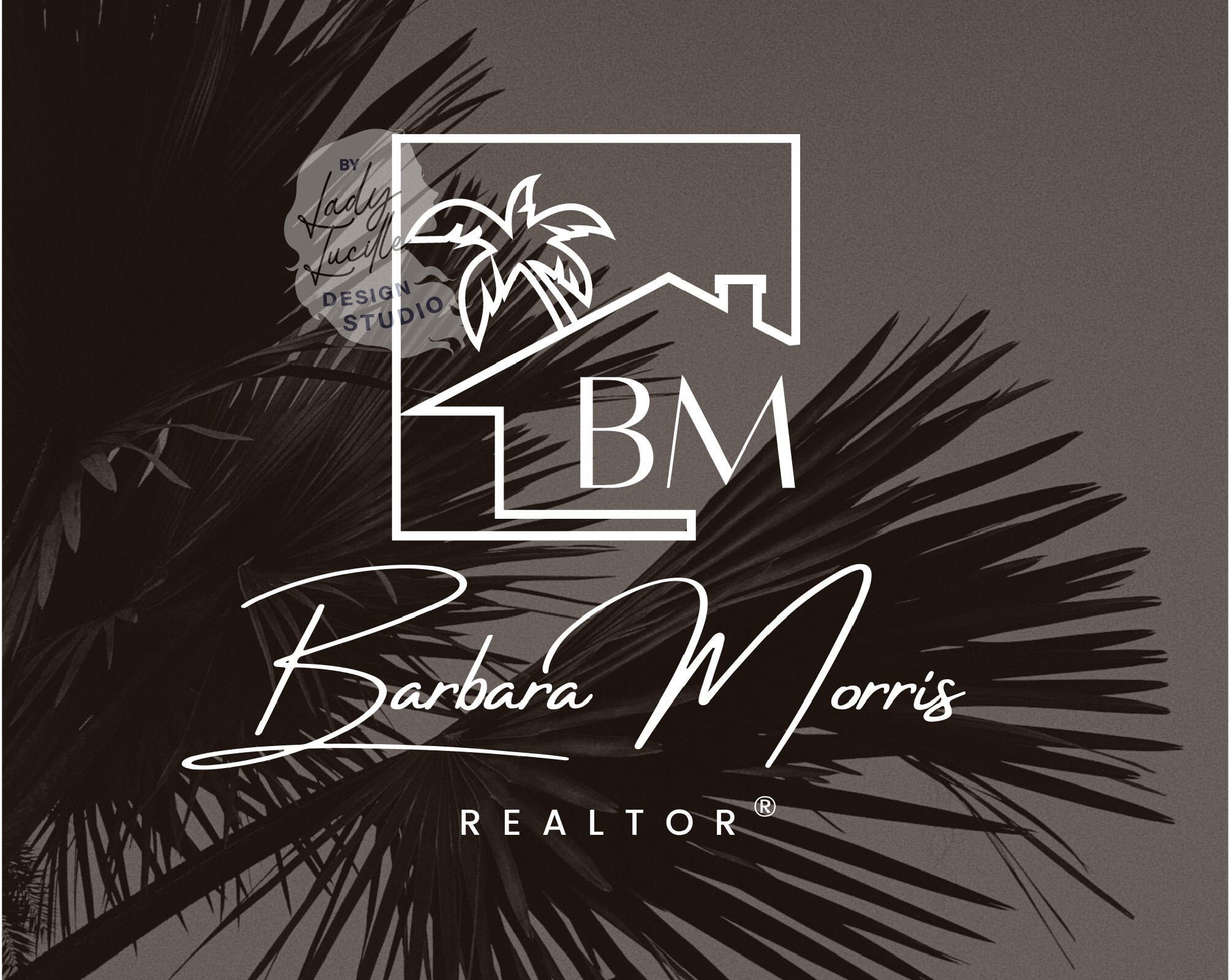 Beach House Realtor Logo Design: Palm & House Branding (canva Template ...