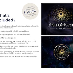 Celestial Logo Design, Luxury Monogram Logo, Moon Logo Design, Gold ...