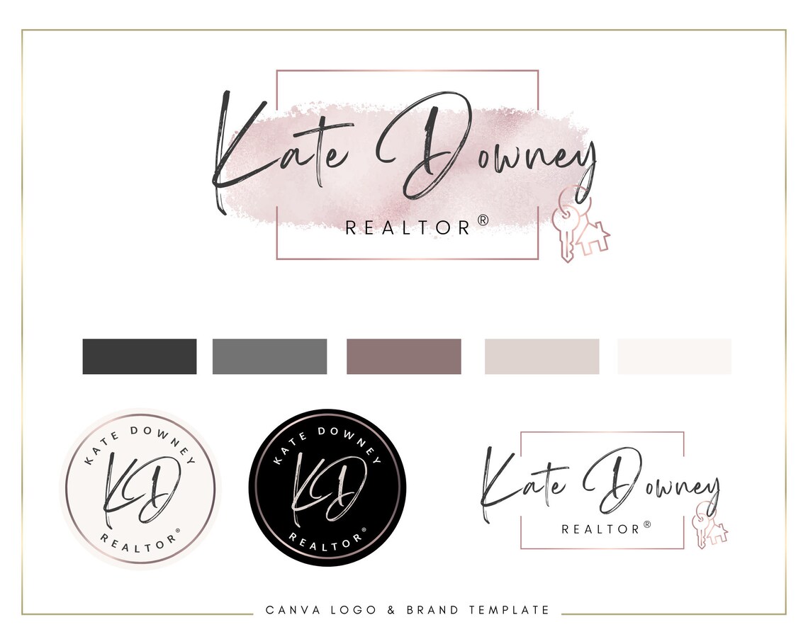 Rose Gold Realtor Logo House Logo Design Modern Real - Etsy