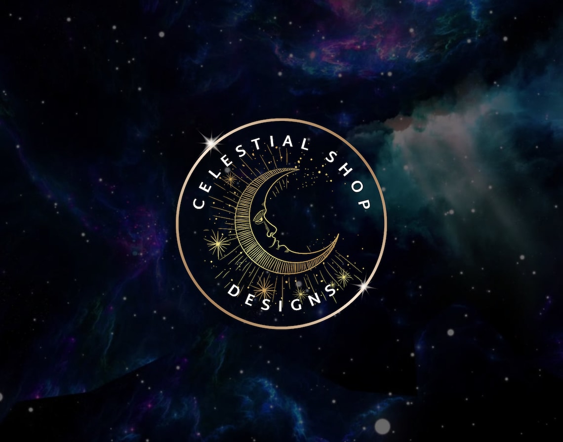 Celestial Logo Design Crescent Moon Logo Astrology Magic - Etsy