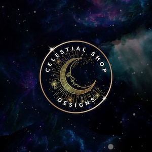 Celestial Logo Design, Crescent Moon Logo, Astrology Magic Branding, Canva Template, Tarot Logo ...