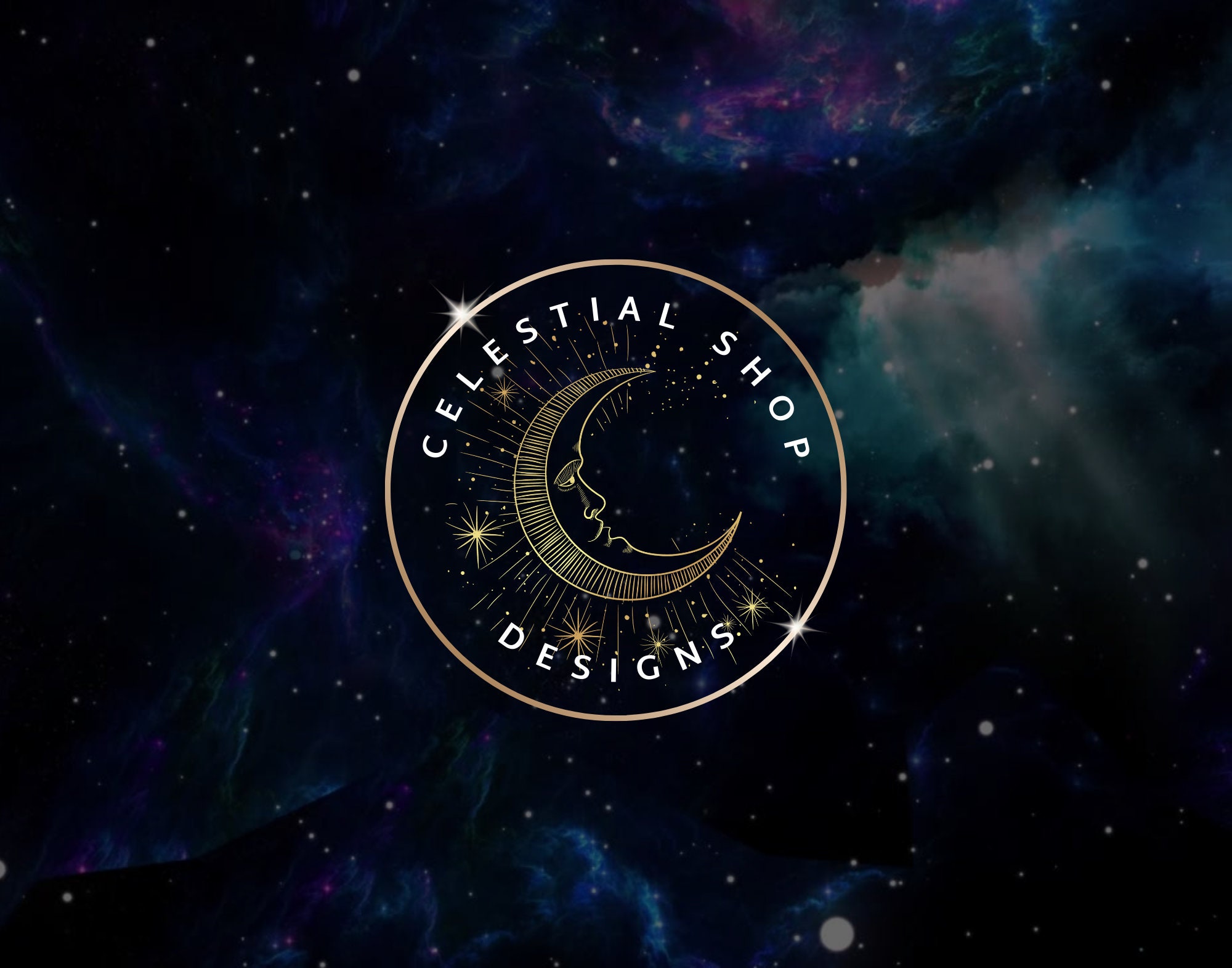 Crescent Moon Logo Design: Celestial Branding Canva Template (PDF ...