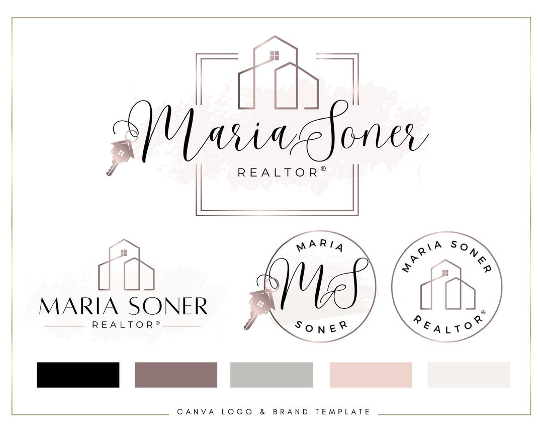 Rose Gold Realtor Logo - House Logo Design - Modern Real Estate Logo ...