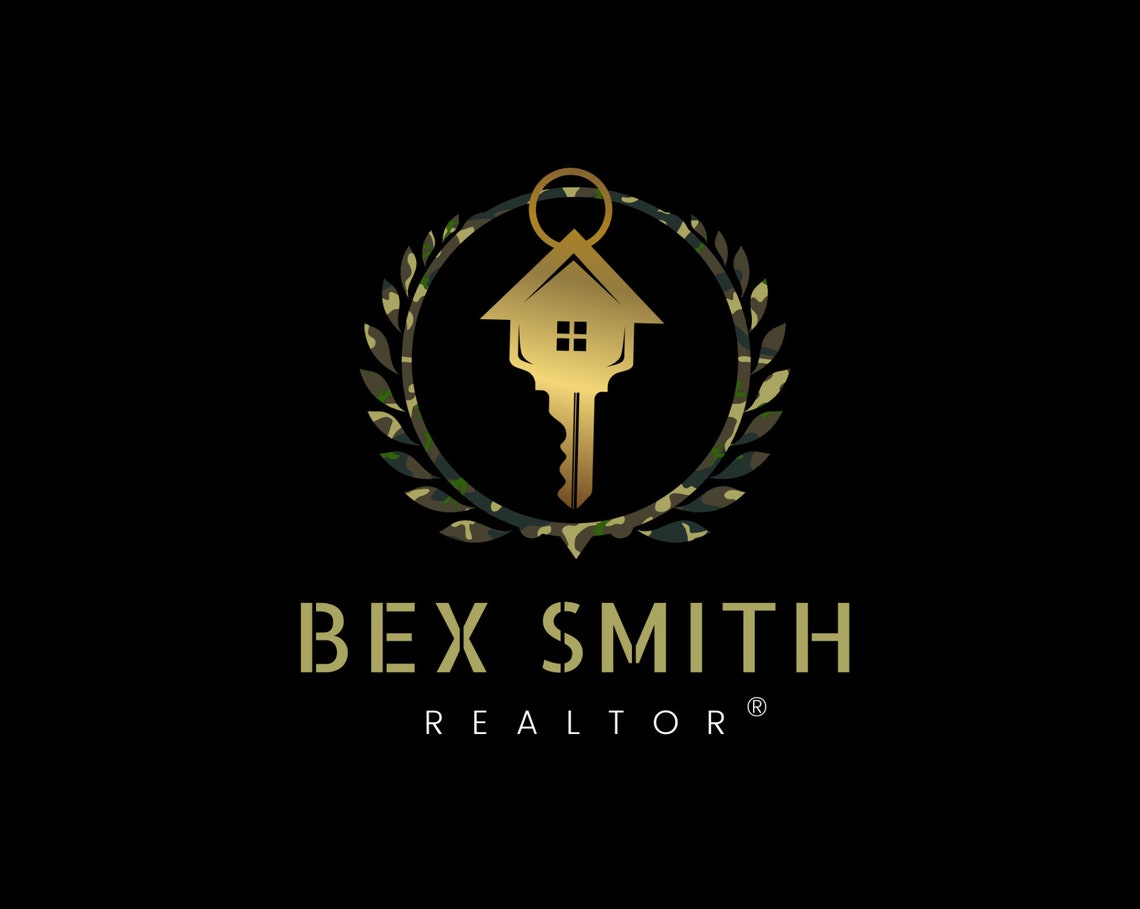 Military Realtor Logo Veteran House Logo Gold and Camo Real - Etsy