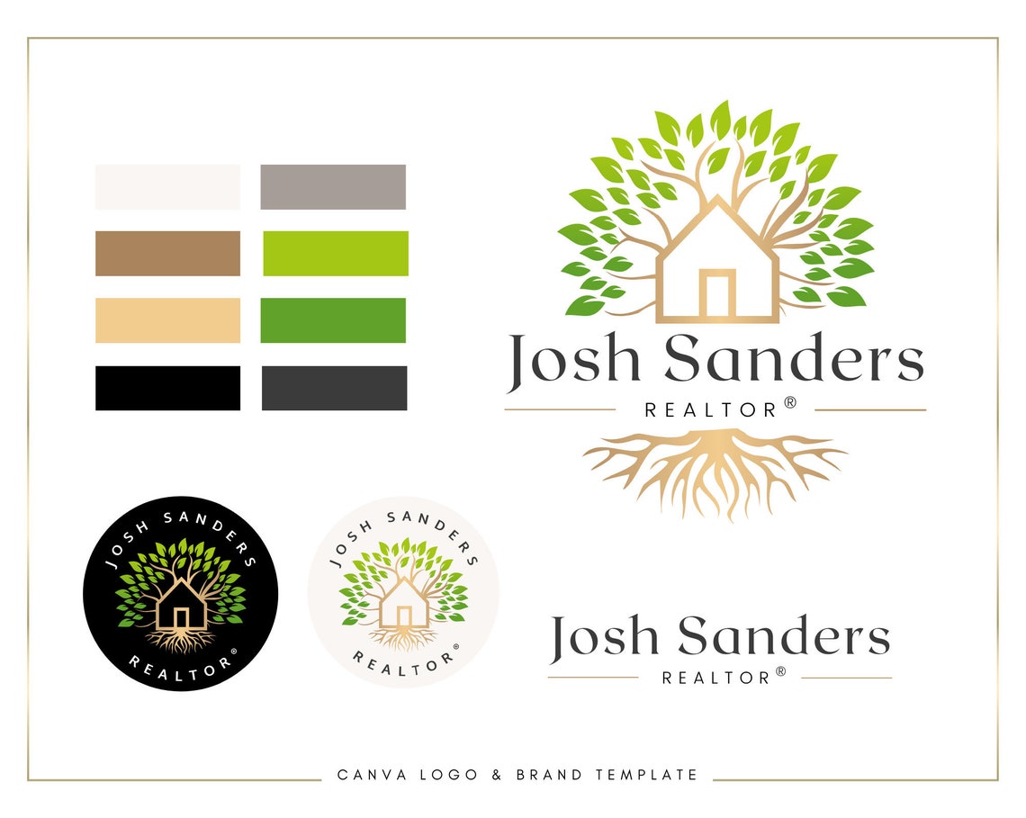 Tree and House Logo Realtor Logo Design Branding Kit Canva - Etsy