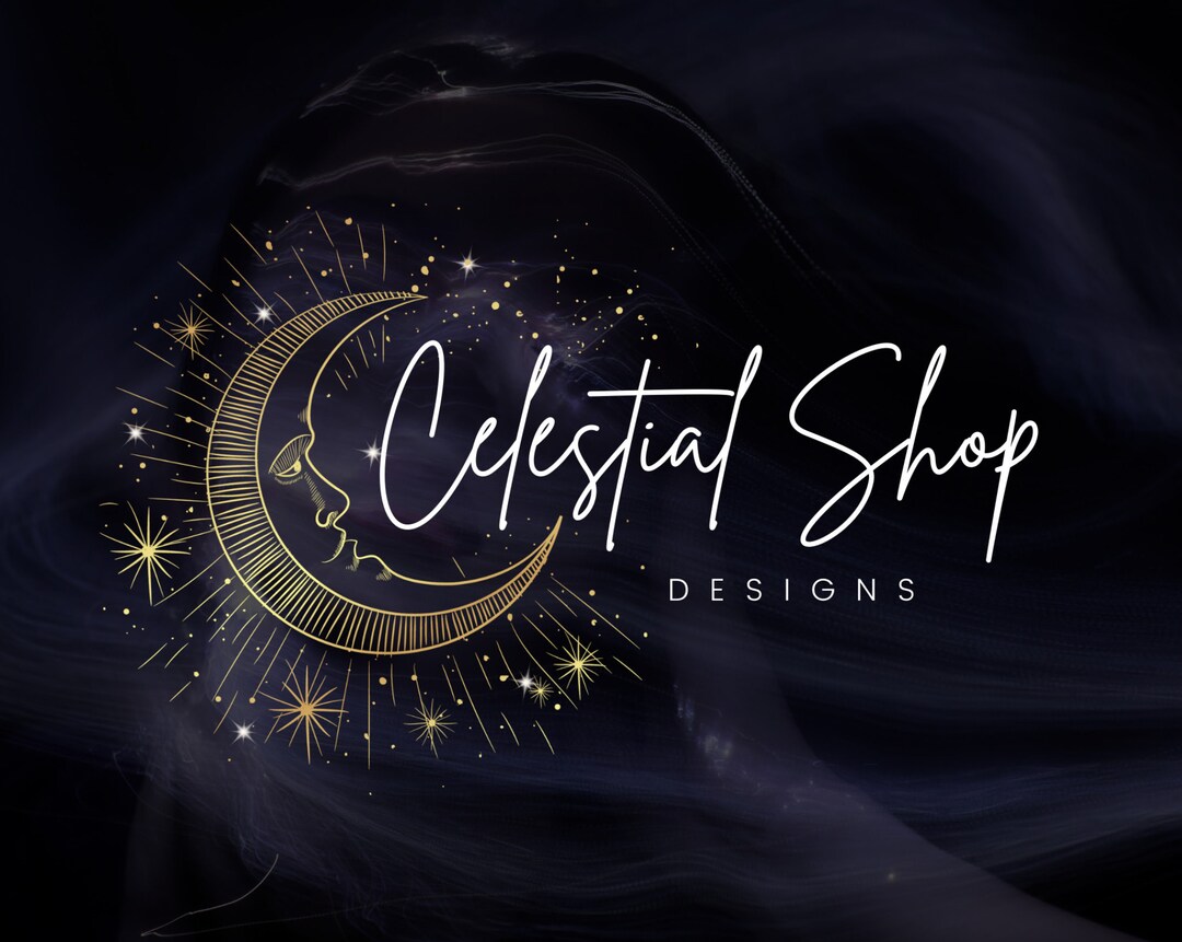 Celestial Logo Design, Crescent Moon Logo, Astrology Magic Branding ...
