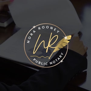 Public Notary Logo Design, Canva Legal Logo, Brand Template With Quill ...