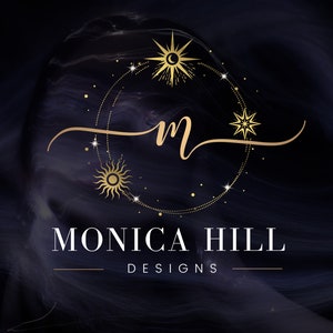 Celestial Logo Design, Luxury Monogram Logo, Moon Logo Design, Gold ...